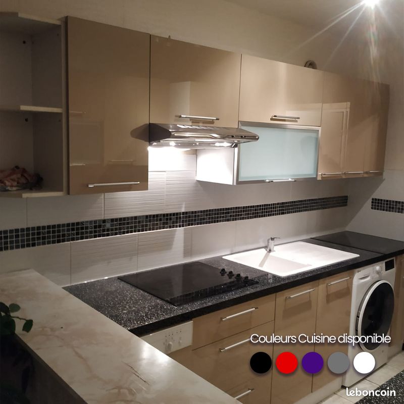 Cuisine laque brillant cappuccino modulable en L ...