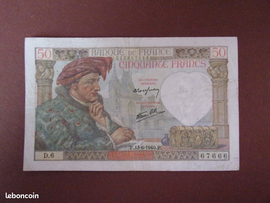 Billet de banque 50 francs Jacques Coeur -- TTB - Collection