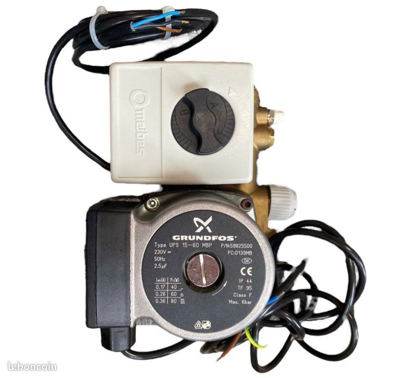 Circulateur Grundfos UPS 15-60 MBP avec vanne 3 voies Meibes - Bricolage