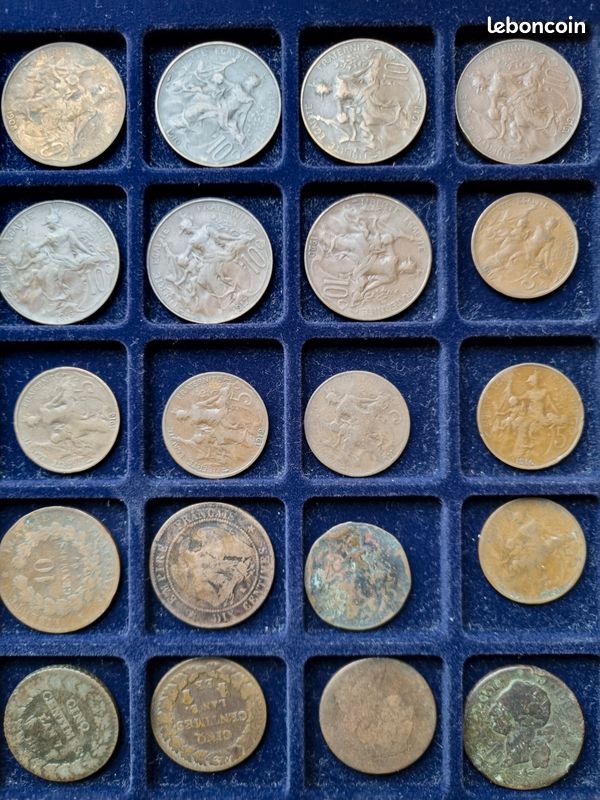 Plateau monnaies française bronze - Collection