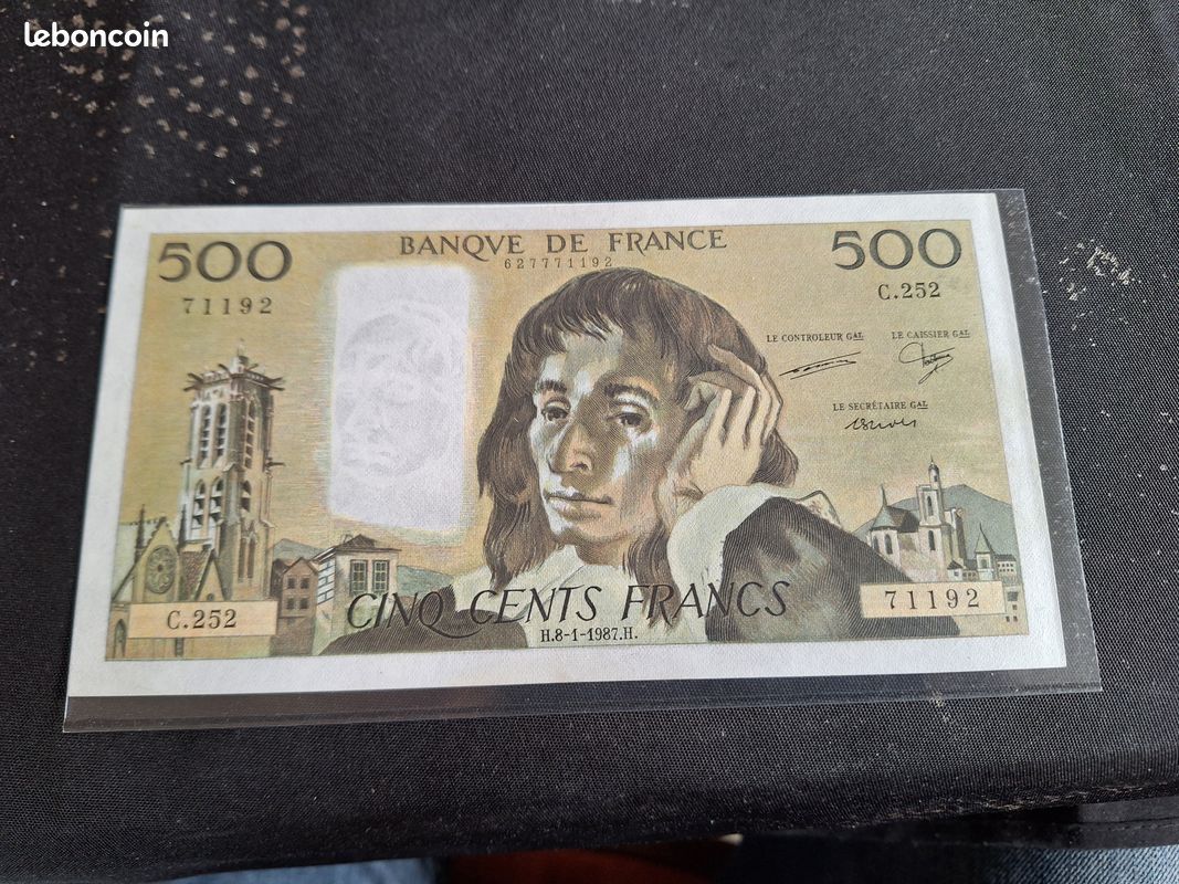 FRANCE.BILLET 500 FRANCS PASCAL Fayette- H 8/1/1987- C252-sup+ - Collection