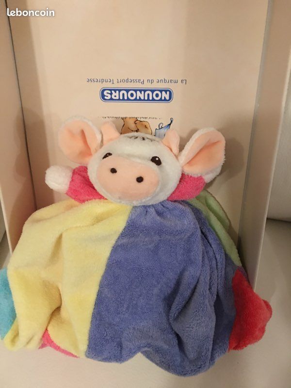 NOUNOURS DOUDOU NEUF 2 EN 1 avec 2 FACES 2 ANIMAUX - Jeux & Jouets