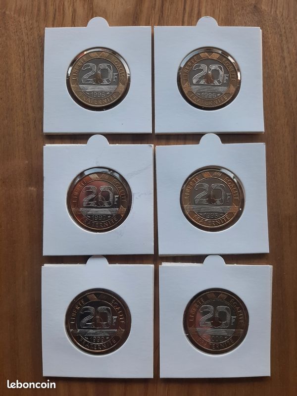 Pièces 6 rares monnaies de 20 francs Mont st Michel bien lire le ...