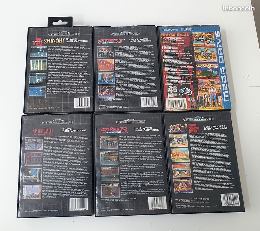 Lot de Jeux Shinobi, Street of Rage, Street Fighter Mega Drive SEGA ...