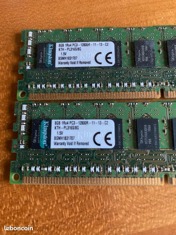 Kit ram DDR3 ECC 16Go (2x8) Kingston KTH-PL316S/8G - Accessoires ...