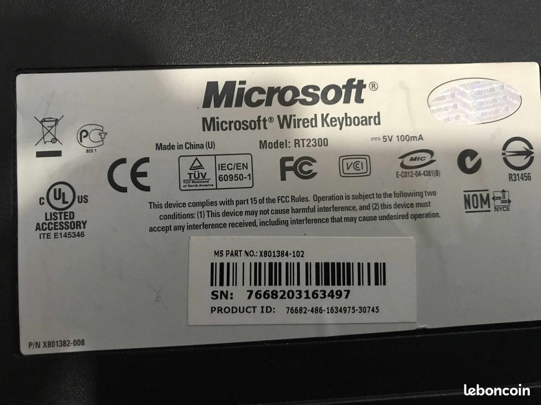 Clavier filaire Microsoft RT2300 - Accessoires informatique