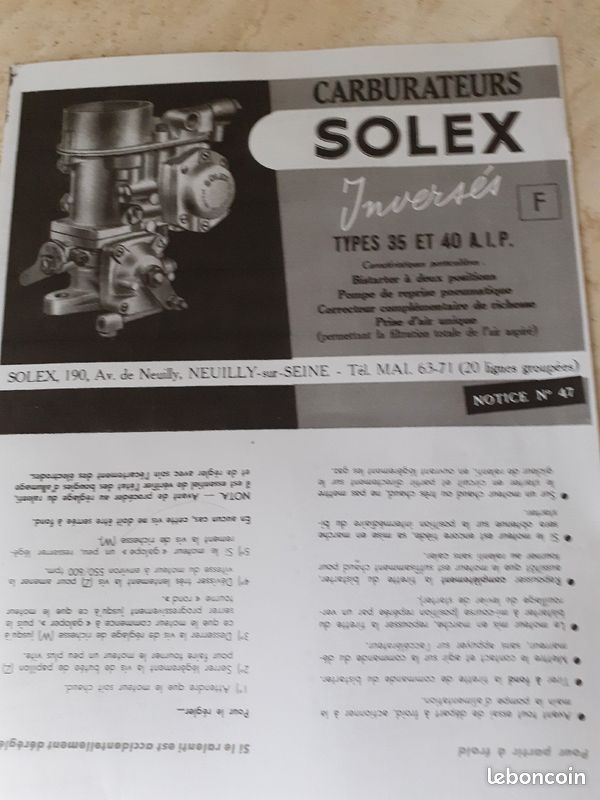 Carburateur SOLEX 35/40 A.I.P - Équipement auto