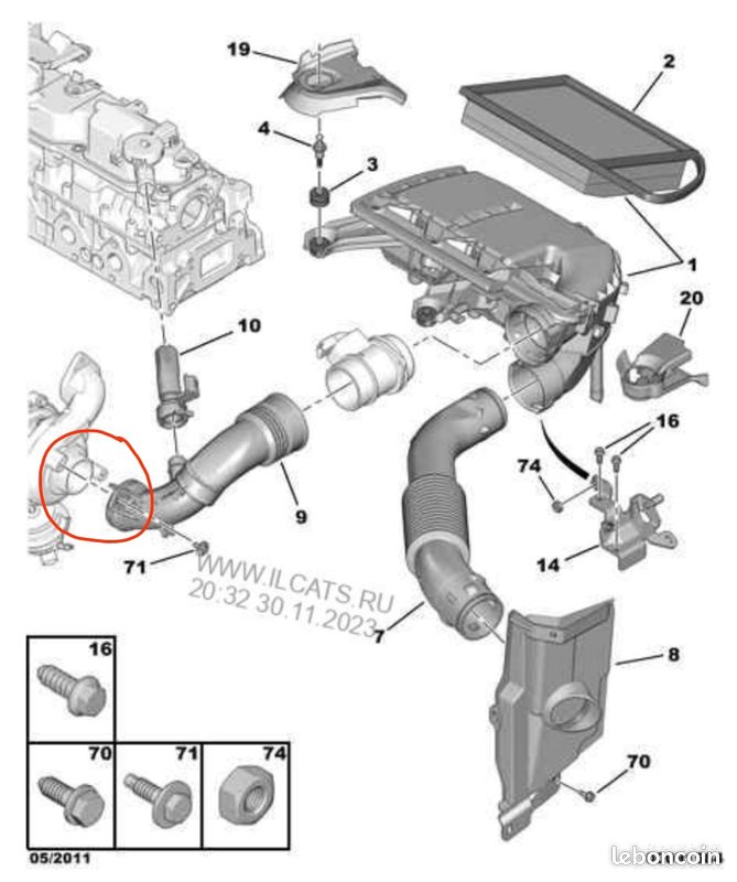 Joint neuf durite turbo d'air pour 1,6hdi 8v - Équipement auto