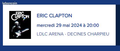 Eric clapton - carre or - Billetterie