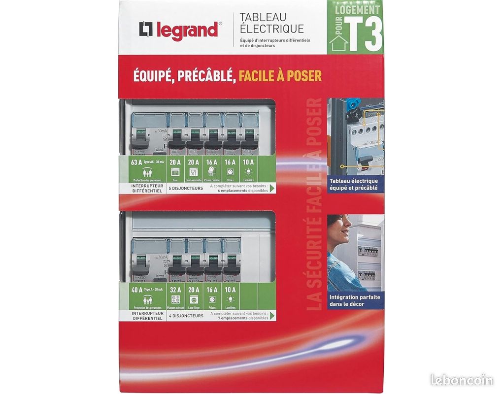 Legrand Tableau électrique Modèle T3 automatique NEUF + Porte comprise ...