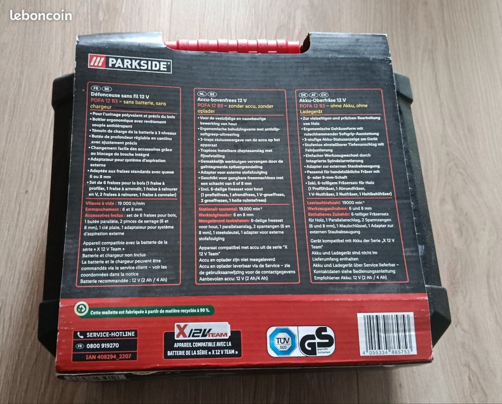 Défonceuse afflereuse Parkside X12v team - Bricolage