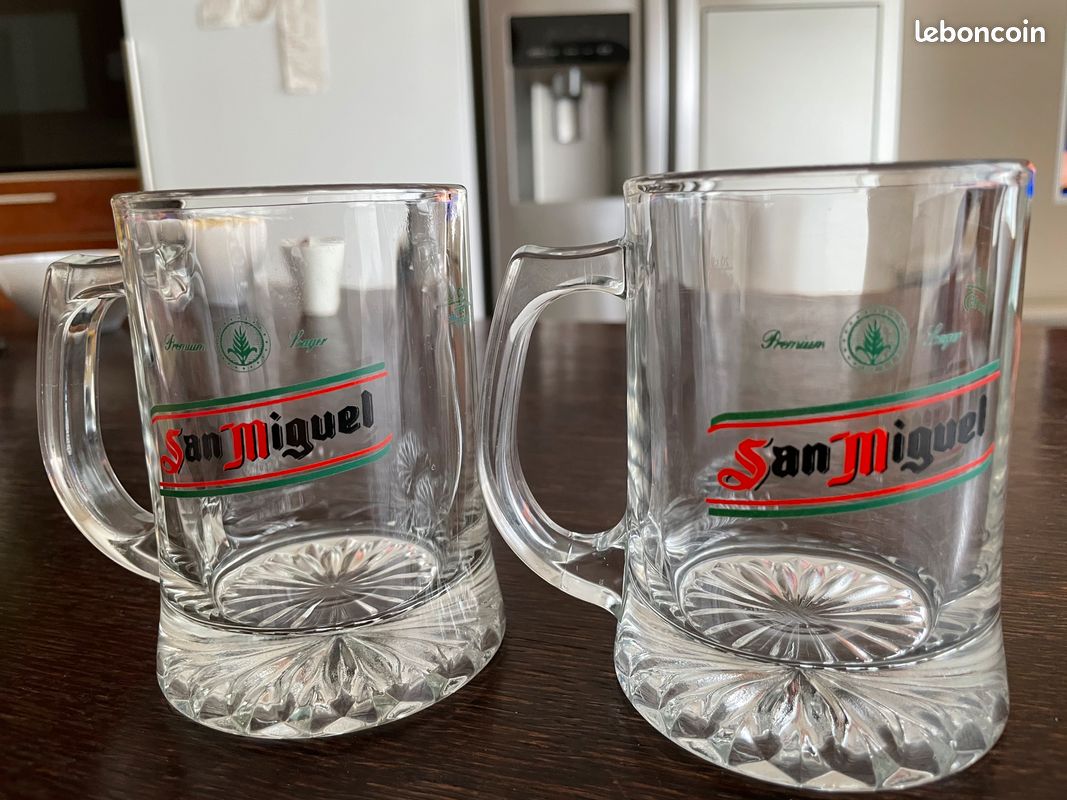 2 Official CHOPES San Miguel PREMIUM LAGER 20 cl verre à bière - Collection