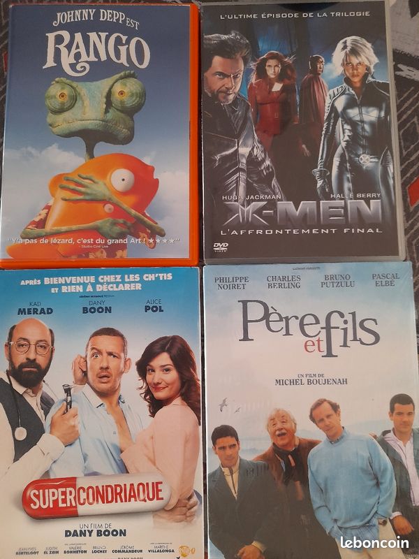 Lot 4 DVD Rango ,Xmen ,Super condriaque ,Père et fils - DVD - Films
