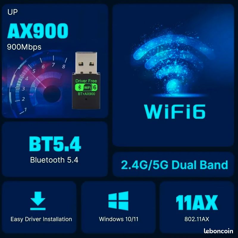 Usb dongle wifi et bluetooth 2 en 1 - Accessoires informatique