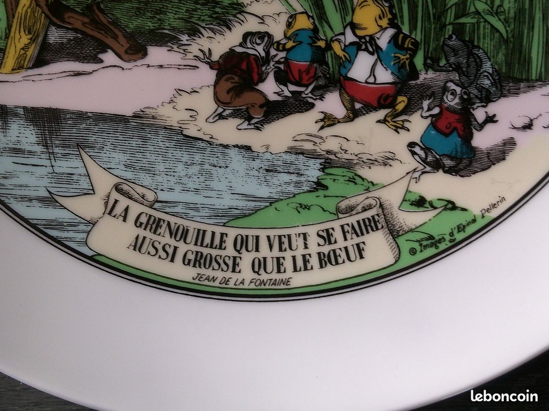 Assiette Fable de la Fontaine "la grenouille...boeuf" - Collection