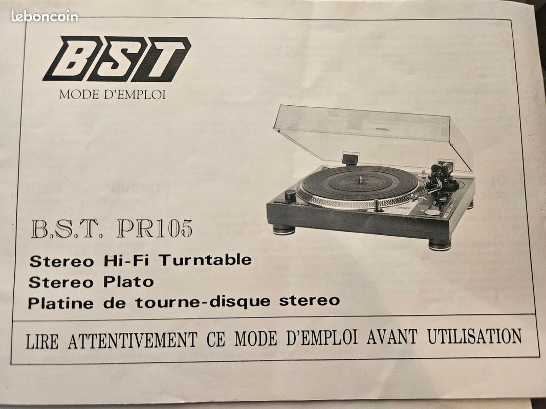 Platine vinyle BST PR 105 - Photo, audio & vidéo