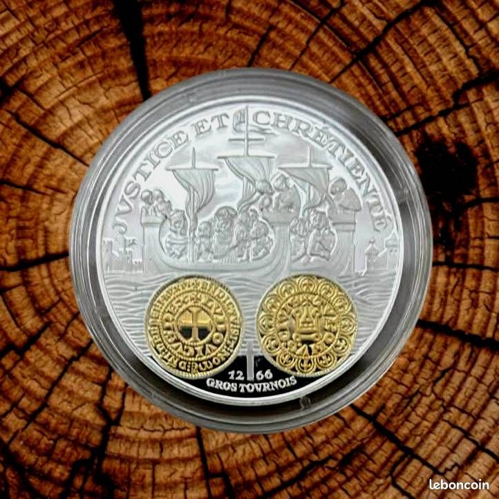 Pièce en argent et or commémoration "Gros tournois Saint Louis 1266 ...