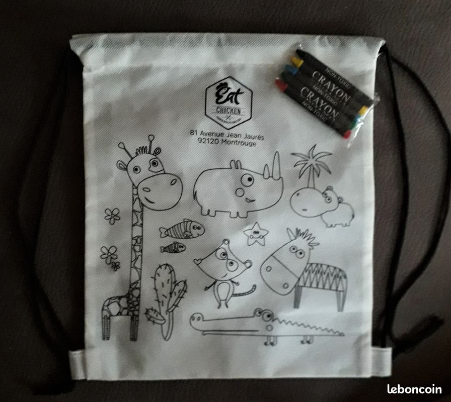 Sac à dos à colorier avec 6 crayons de couleur neuf - Loisirs créatifs