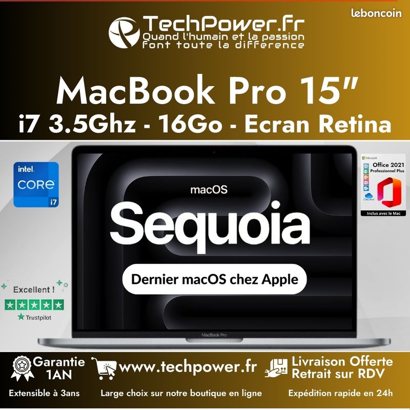 MacBook Pro 15-inch Touch Bar + Pack Office 2024 + GARANTIE 1AN ...