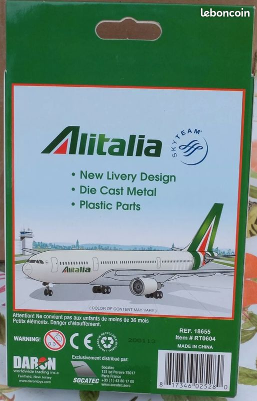 Maquette Airbus A330 Alitalia avion en métal sous Blister Neuf - Collection