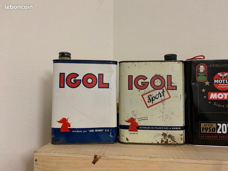 Lot de 3 bidons d’huile ancien de collection en très bon état général ...