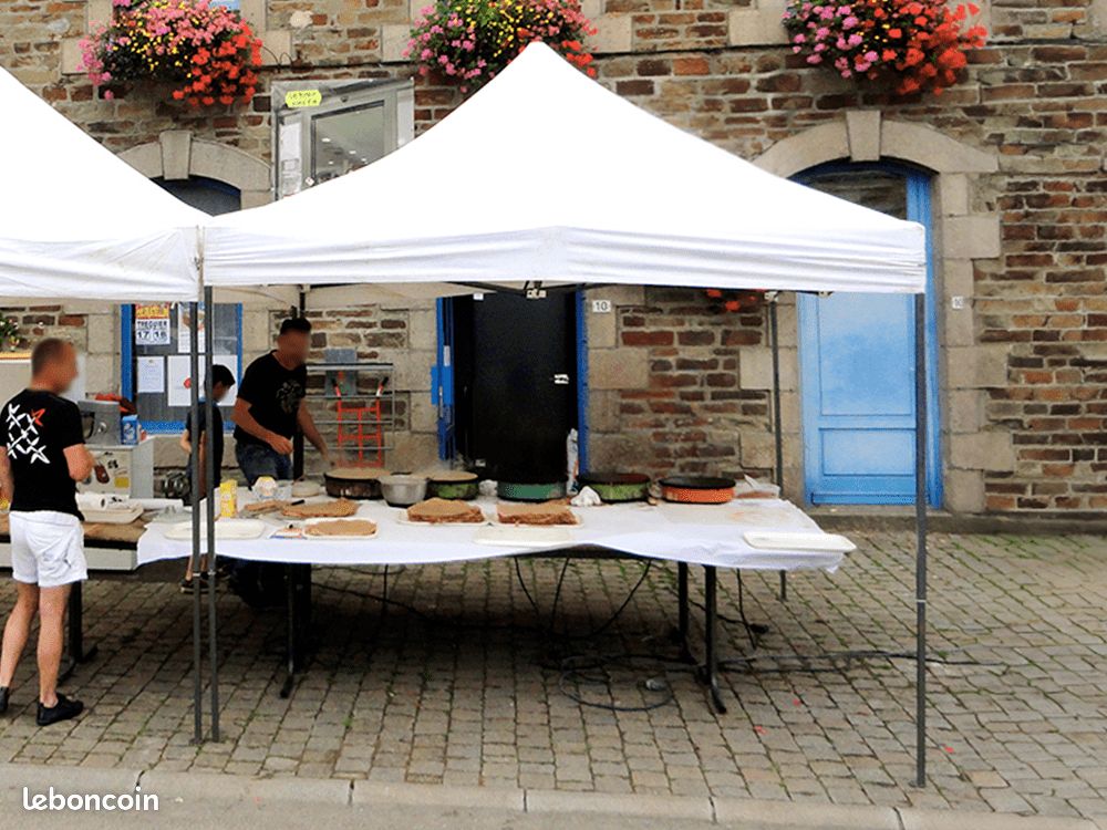 Barnum pliant BLANC 3x3m 9m² ACIER SEMI-PRO – Structure acier 31mm + Toit polyester/PVC 320g ...