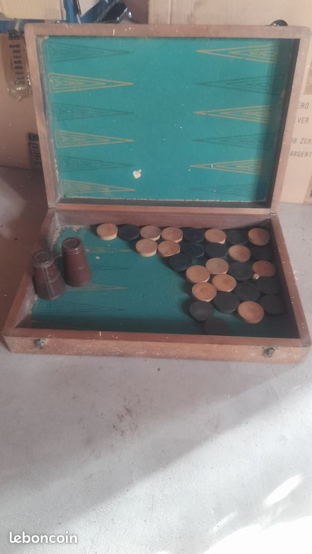 Jeu de backgammon ancien dans coffret en bois - Jeux & Jouets