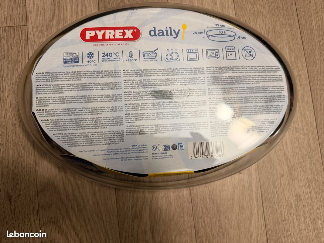 Plat PYREX Daily ovale 3,1 L – Neuf 🍽️ - Électroménager