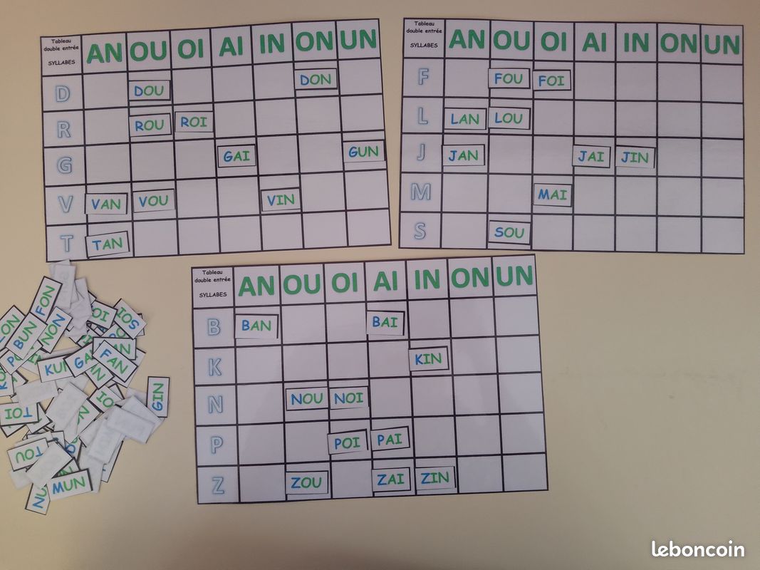 Jeu lecture chrono tableaux syllabes complexes Majuscules - Jeux & Jouets