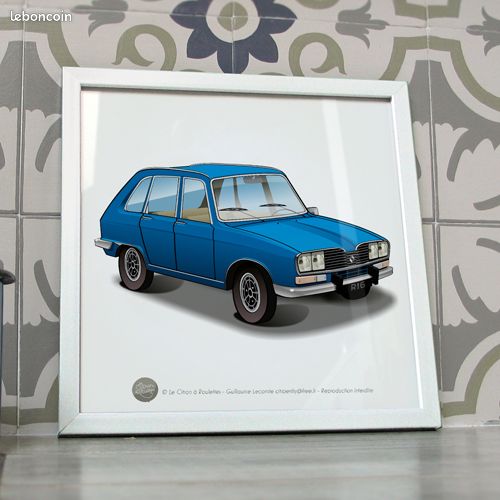 Poster R16 TX bleue Renault 16 voiture de collection - Collection