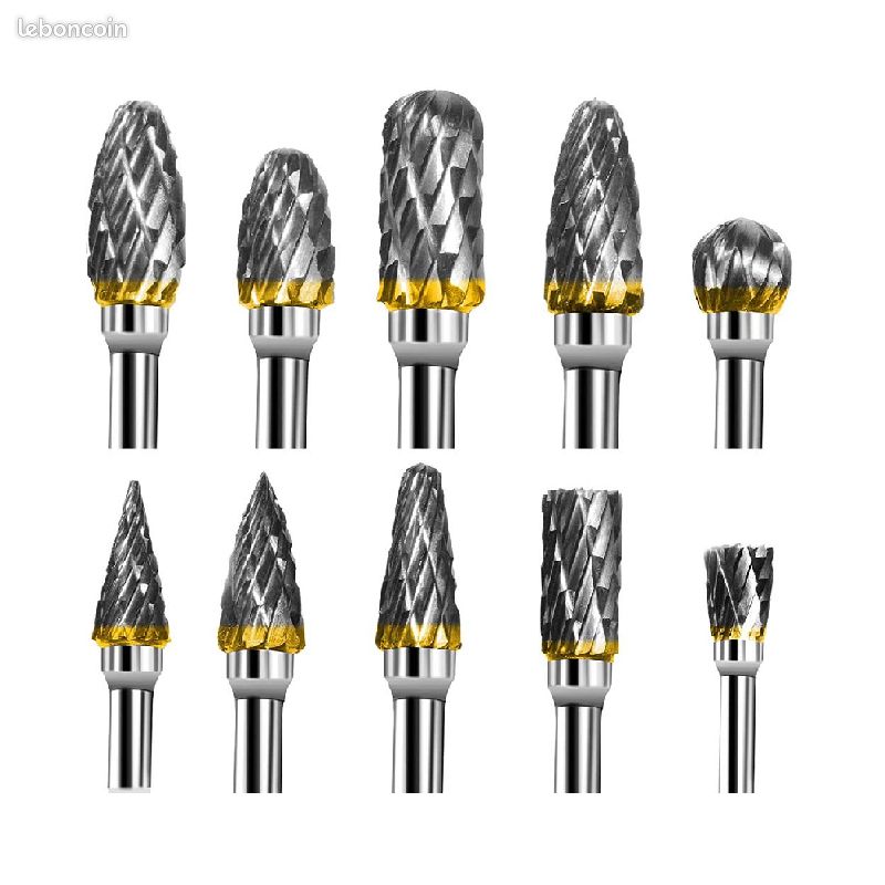 Assortiment 10 fraises lime carbure de tungstene coupe croisee compatible dremel - Bricolage