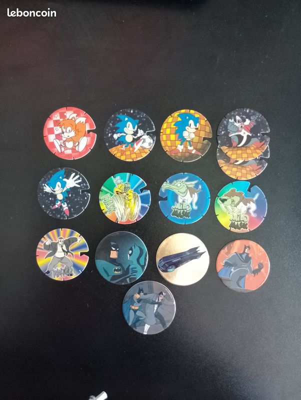 Pog batman the mask et sonic ( 14 pogs) - Collection