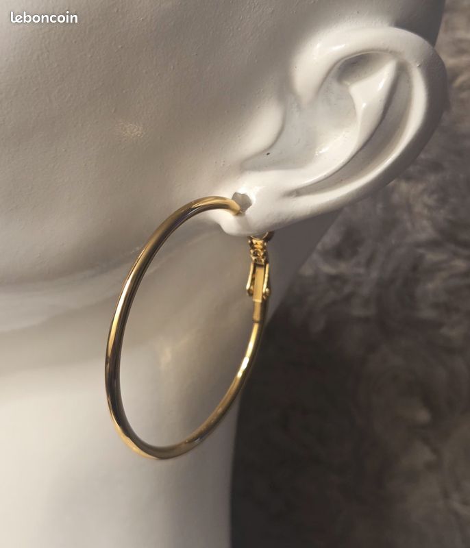 Lot de 5 paires de boucles d’oreilles créoles – Acier inoxydable doré ...