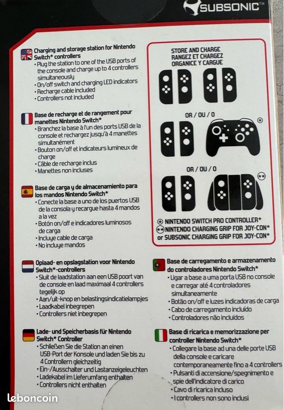 Station de charge pour Manette et Joy Con Nintendo Switch (en Parfait ...