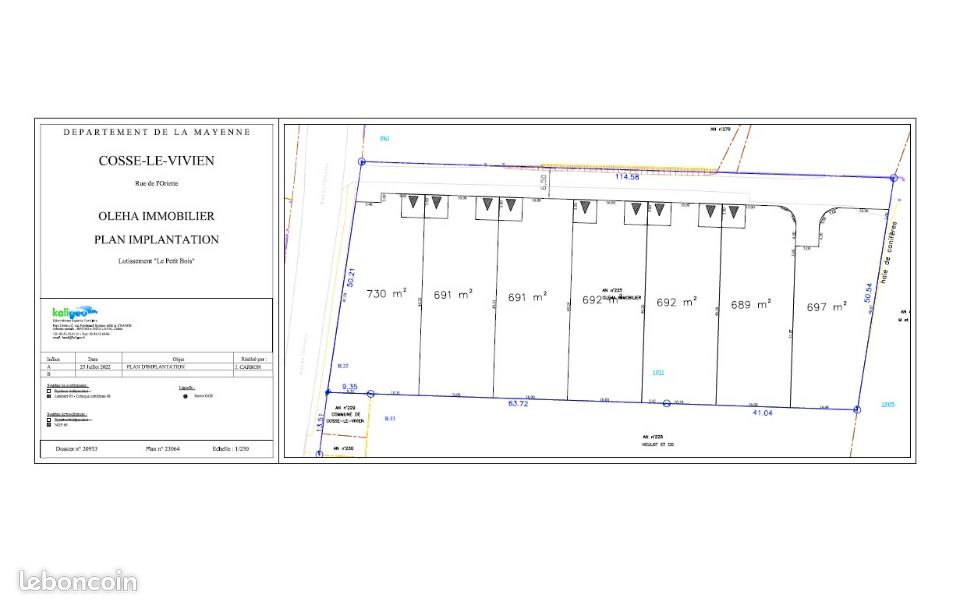 Terrain 691 m² Cosse Le Vivien - Ventes immobilières