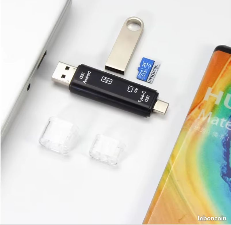 CLE USB 5 en 1 = multifonction Type C / USB /Micro USB / Tf /SD NEUF ...