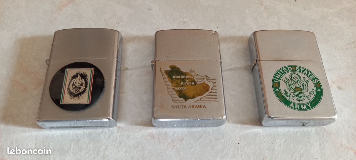 Lot 3 briquets militaires zippo us army legion arabie be - Collection