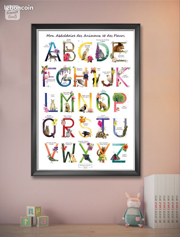 Affiche Abécédaire Animaux et Fleurs Fine art A3 - Décoration