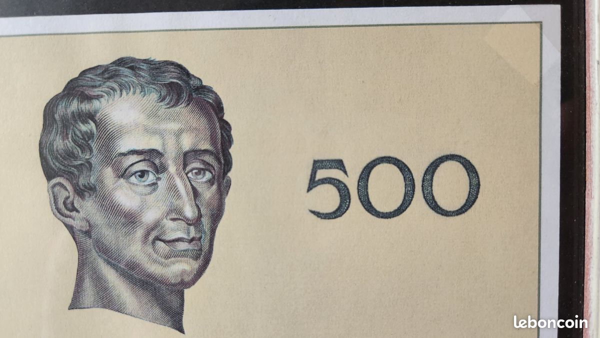 Tableau déco original thème 500 francs Pascal et Montesquieu type ...