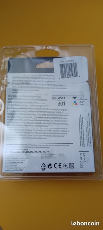 Pack 2 cartouches encre HP 301 - noir et Tri-colour NEUVE - Accessoires ...