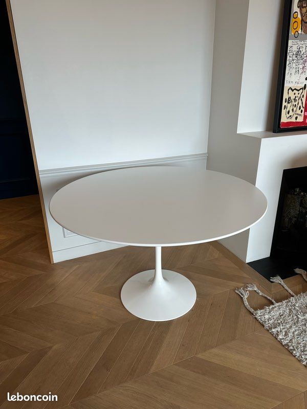 Table Knoll Saarinen ronde 120x73stratifie blanc - Ameublement
