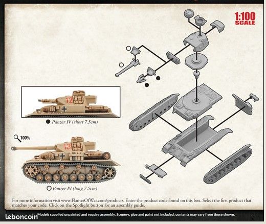 Lot 5x chassis Panzer IV+ 9 tourelles neuf sur grappes 1/100 (15mm ...