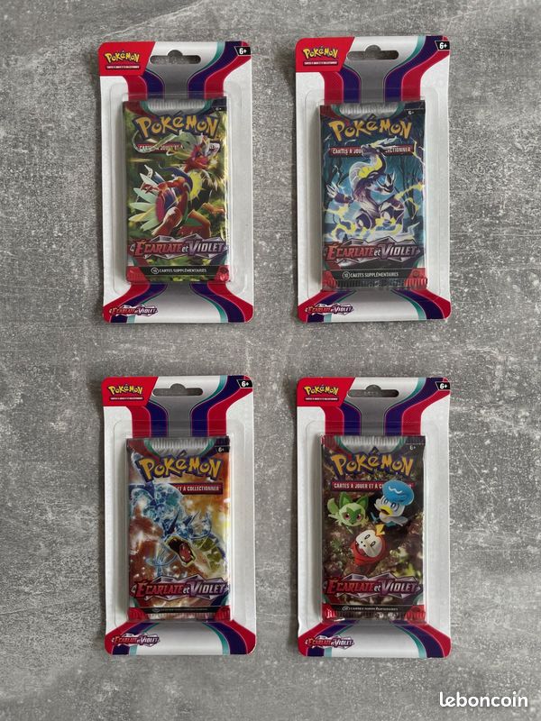 Artset, lot de 4 boosters neufs scellés de 10 cartes chacun pokemon ...