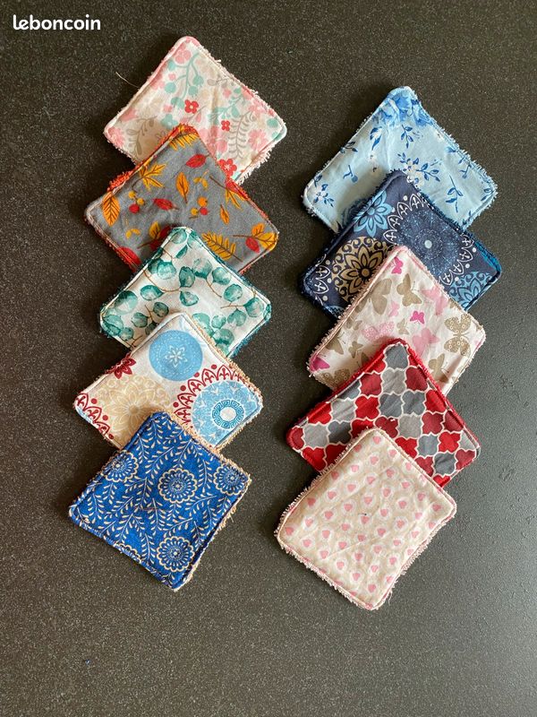 Lot de 10 lingettes lavables et réutilisables - Linge de maison