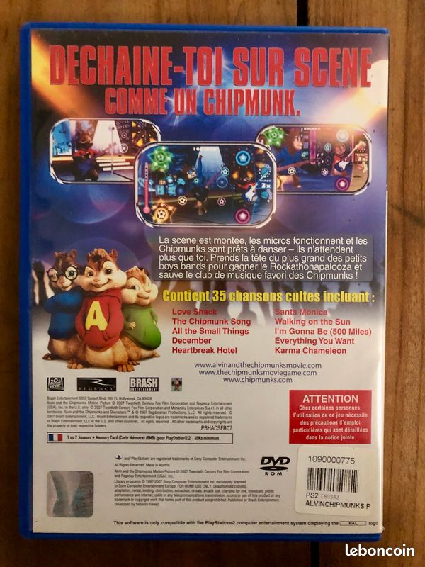 Jeu PS2 Alvin et les Chipmunks - Jeux vidéo