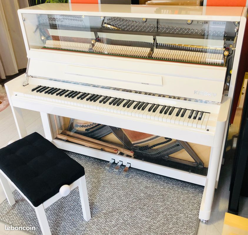 Piano droit Kimsky blanc 123 plexi RARE - Instruments de musique