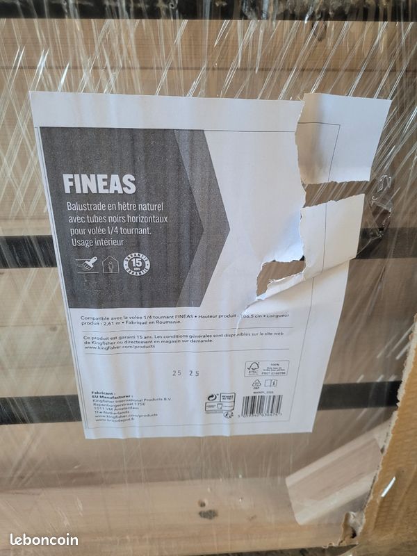 Balustrade tubes Horizontaux en hêtre "Fineas" escalier tournant neuf ...