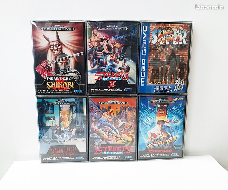 Lot de Jeux Shinobi, Street of Rage, Street Fighter Mega Drive SEGA ...