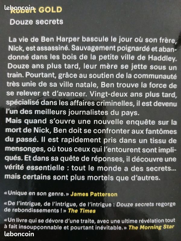 Livre "DOUZE SECRETS" de Robert Gold - Livres