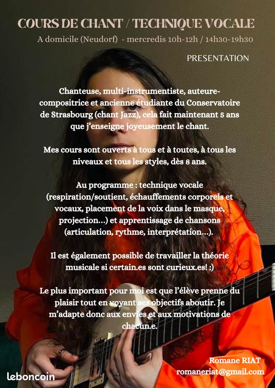 Cours de chant - Cours particuliers
